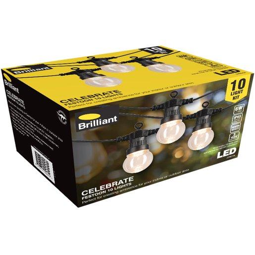 Brilliant 22082/06 | Festoon Light LED 6W 3K IP65 220-240VAC Black 10Pk ...